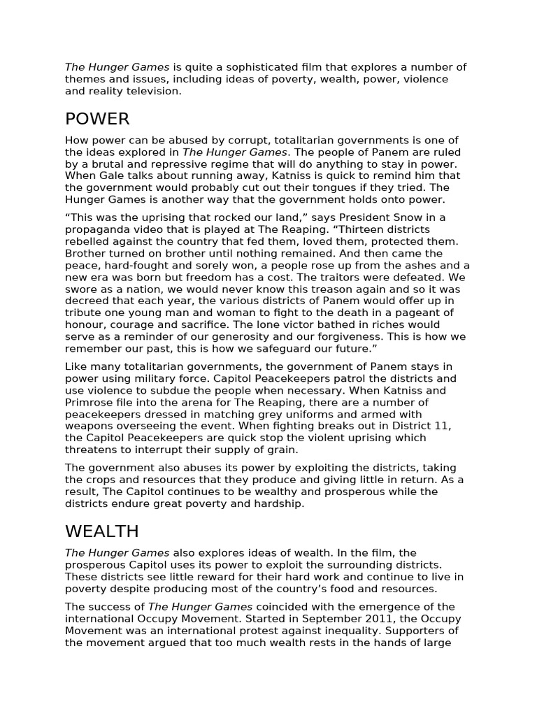 Lit Essays Hunger Games | PDF | The Hunger Games