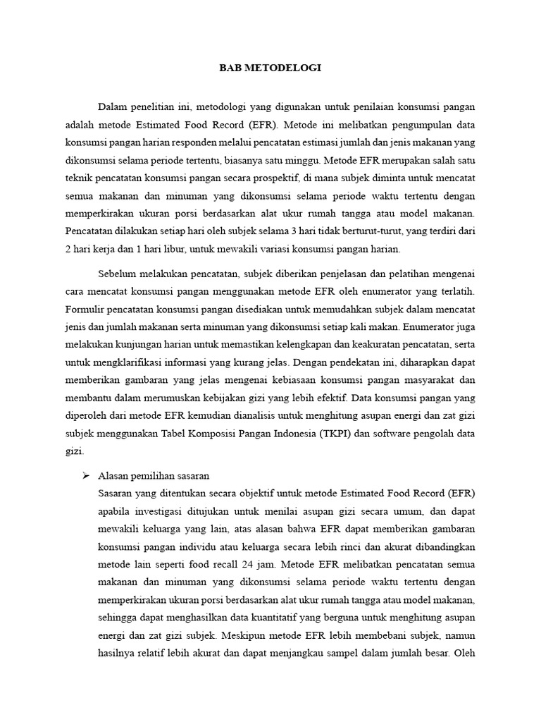 BAB METODELOGI efr pkp | PDF