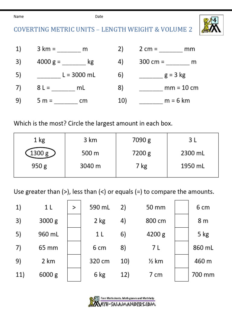 Converting Metric Units All 2 | PDF