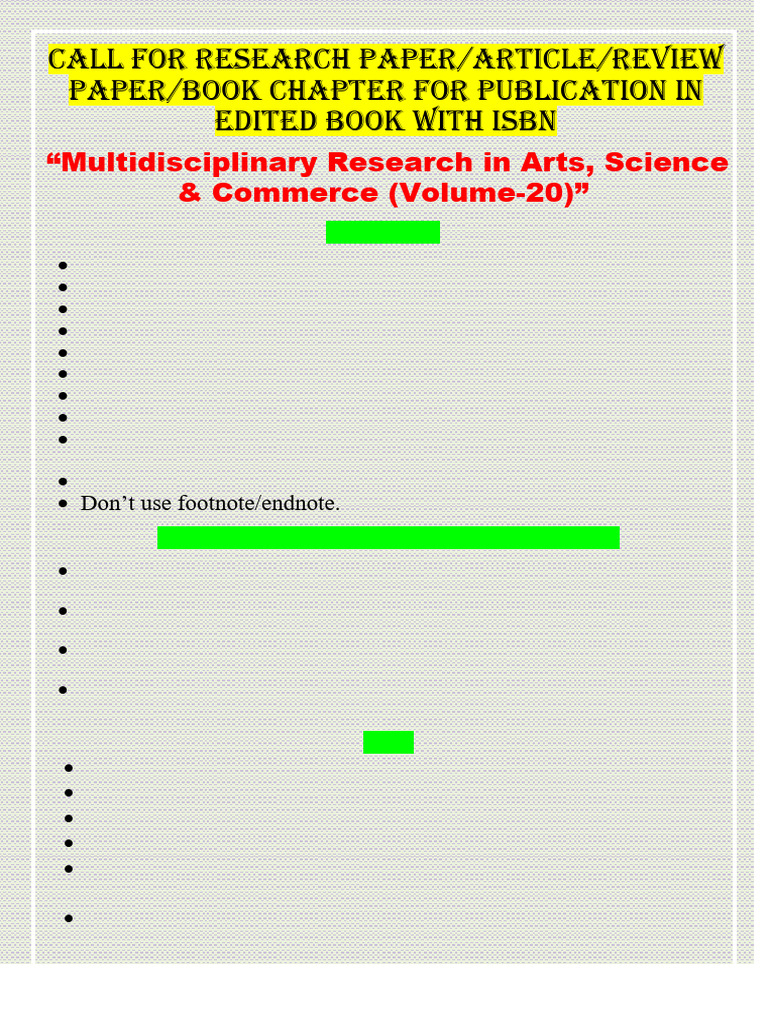 Call for Papers: Multidisciplinary Research | PDF | Academic Publishing ...