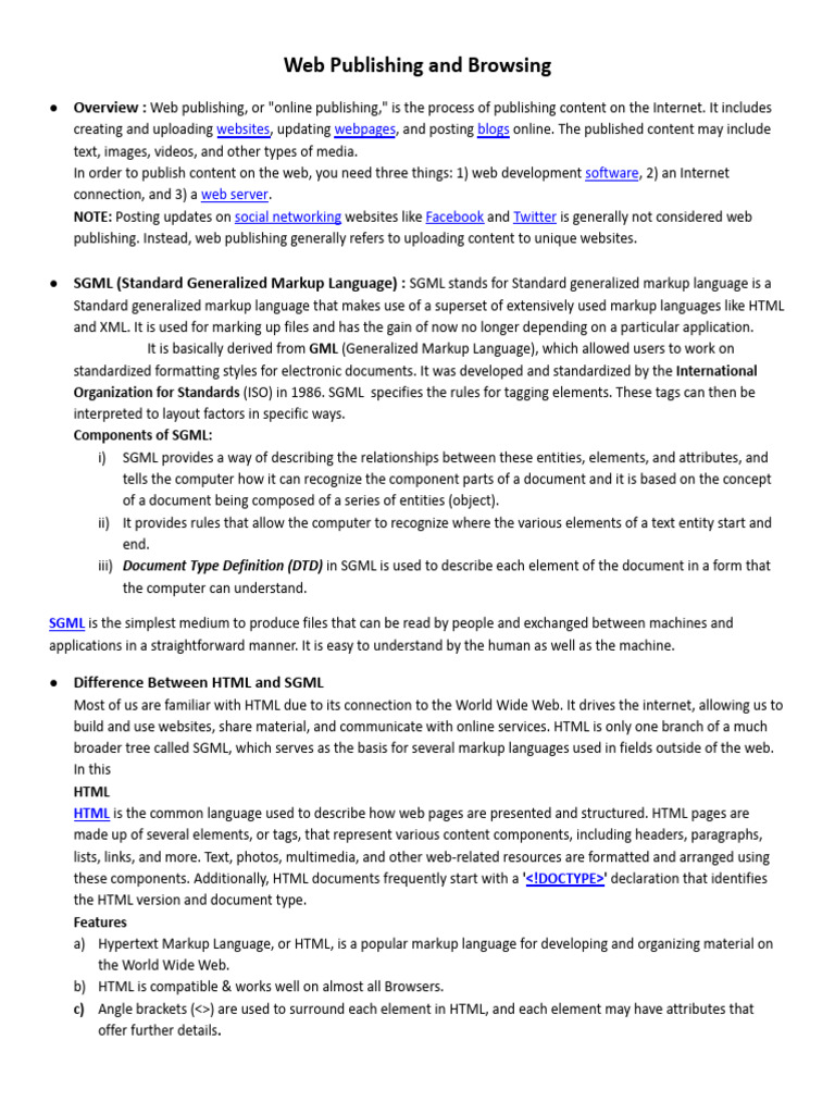 Web Publishing and Browsing | PDF | Html | World Wide Web