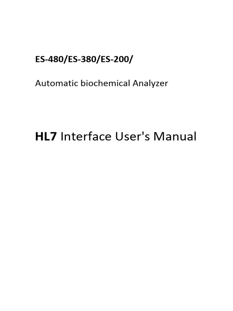 ES Series Chemistry Analyzer HL7 Interface User's Manual - 20181105 - 002 | PDF | Computing
