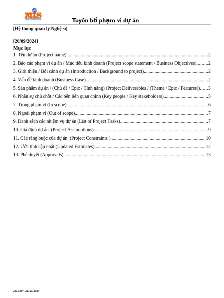 1.Project-Scope-Statement-PSS | PDF