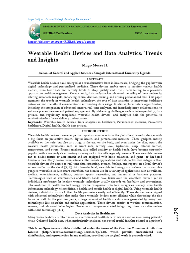 Wearable Health Devices and Data Analytics: Trends and Insights (WWW - Kiu.ac - Ug) | PDF ...