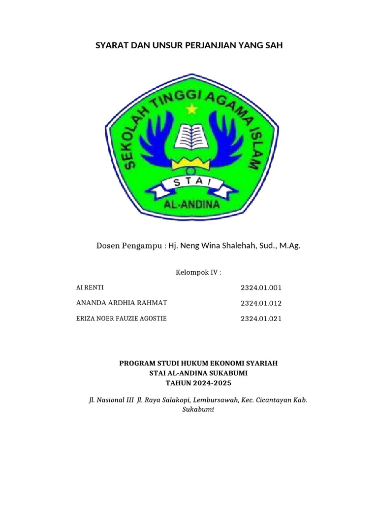 Syarat dan Unsur Perjanjian Sah | PDF