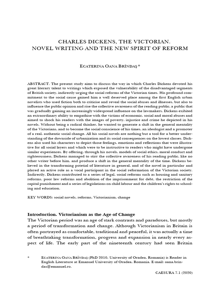 Charles Dickens, The Victorian. Novel Writing and The New Spirit of ...