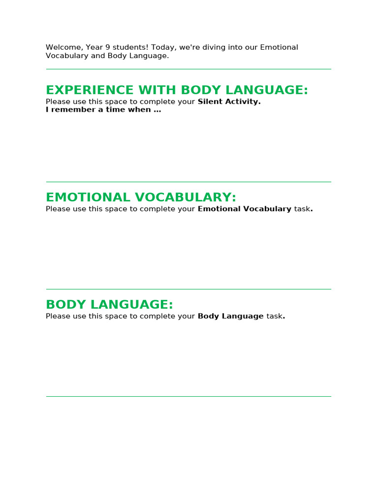 Term 1 - Week 4 - (Emotional Literacy 1 of 2) | PDF