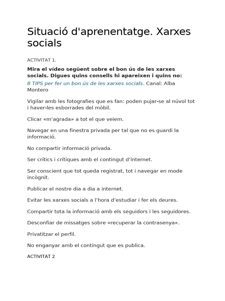 Català 2n.activitat 1 | PDF