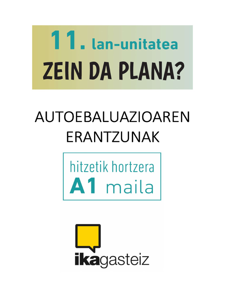 11 - ZEIN DA PLANA (Autoebaluazioaren Erantzunak) | PDF