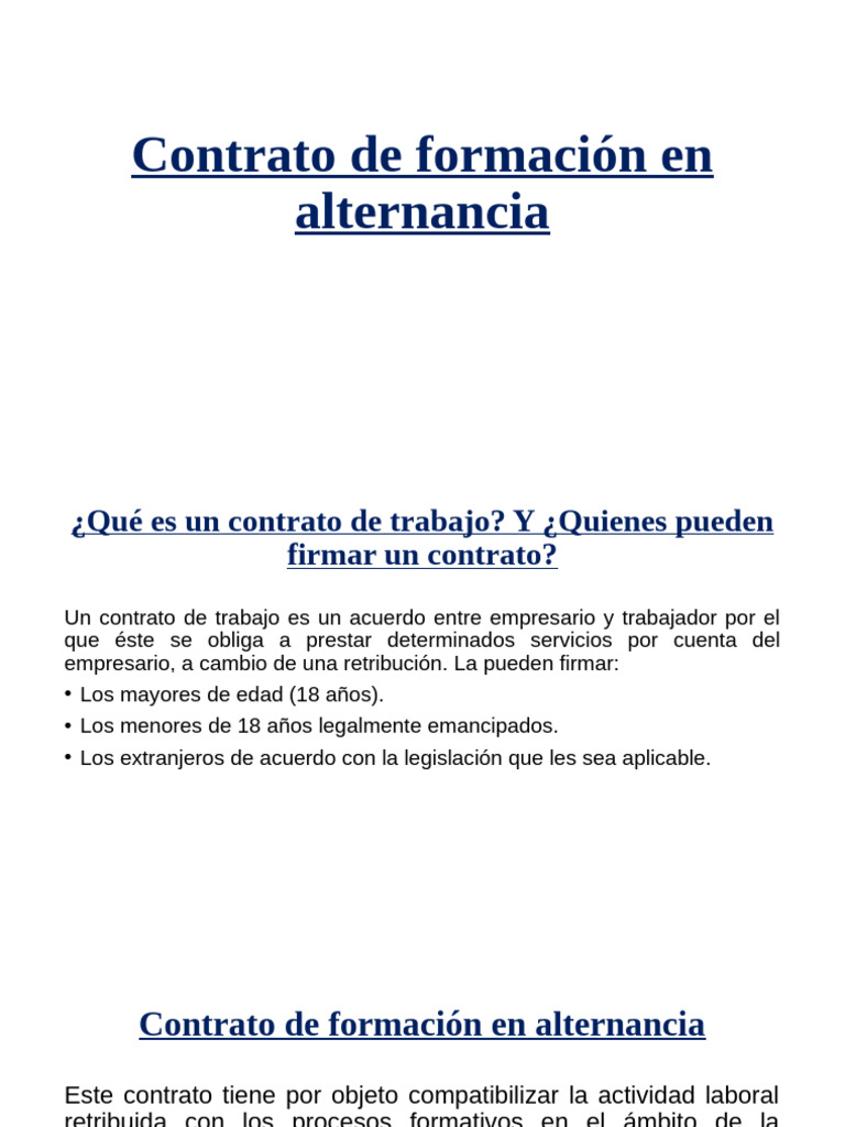 Contrato de Formación en Alternancia | PDF
