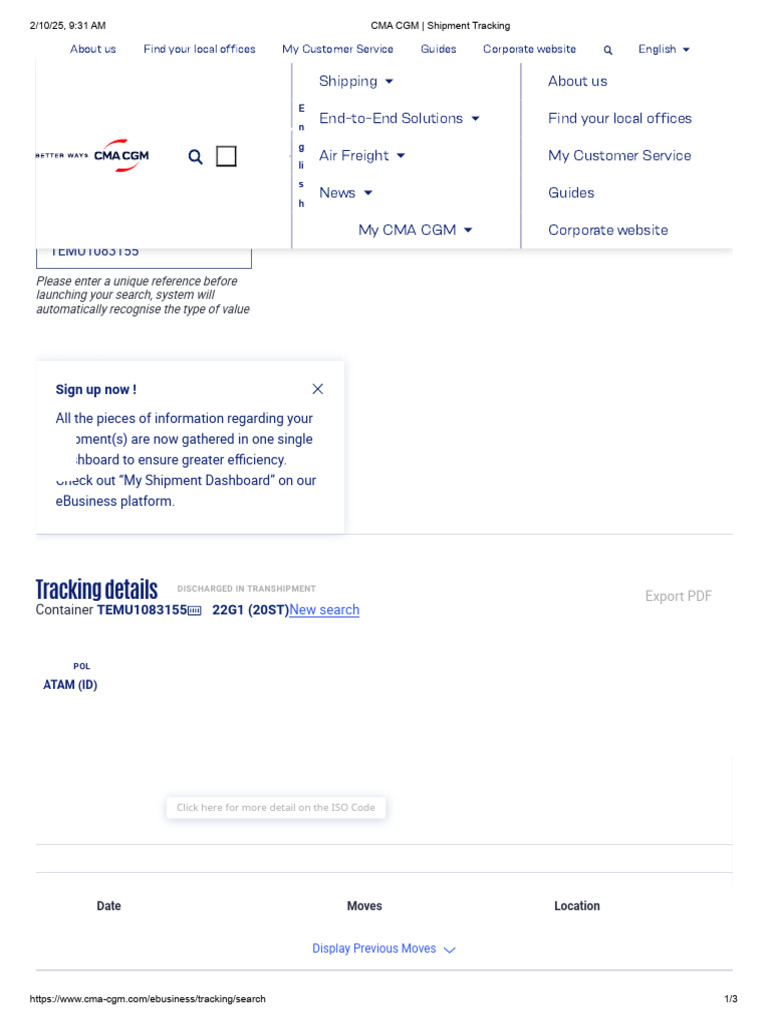 CMA CGM Shipment Tracking Guide | PDF | Freight Transport