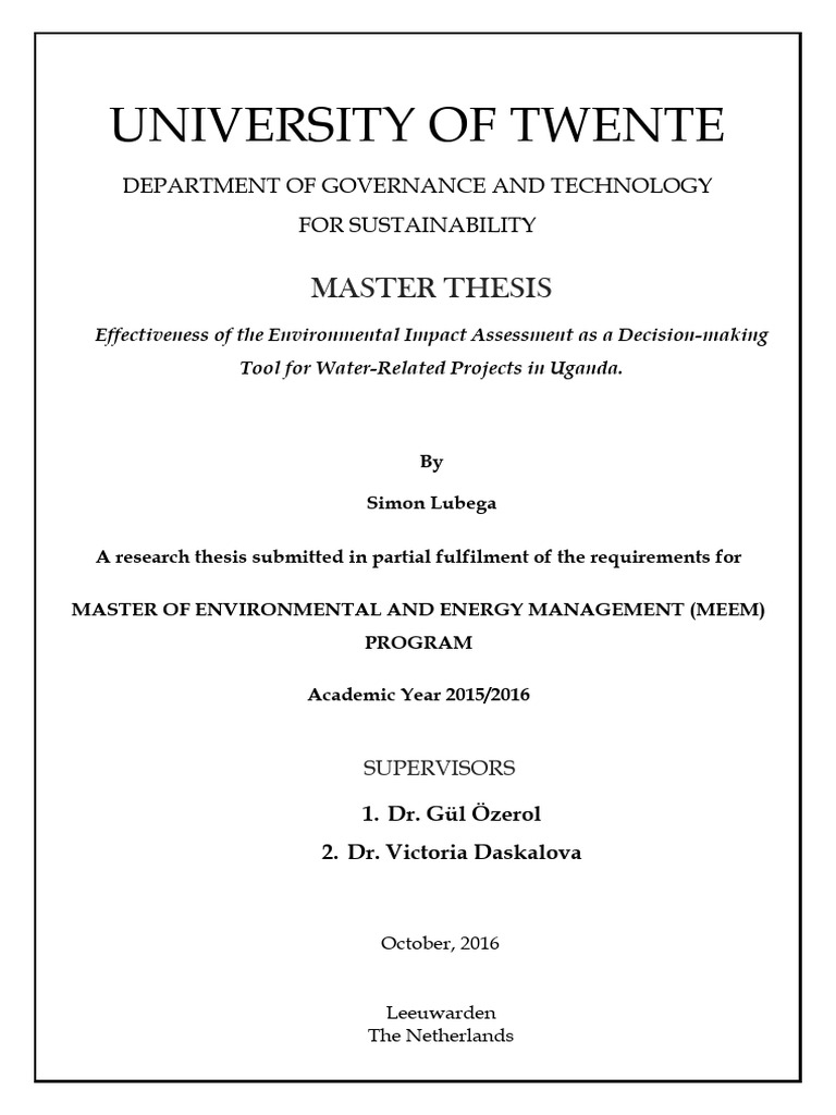 Thesis UNIVERSITY THESIS | PDF | Environmental Impact Assessment ...
