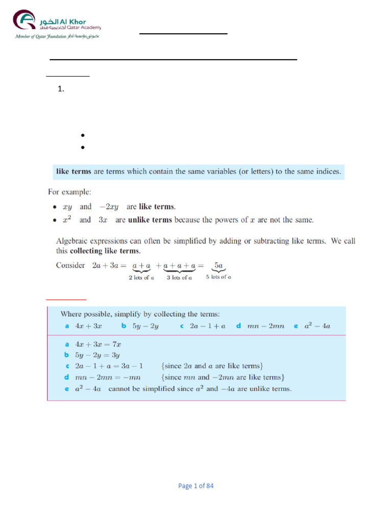 Unit_1 math grade 10 | PDF | Factorization | Function (Mathematics)