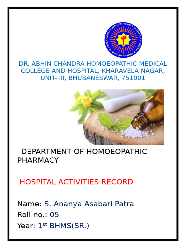 Hospital Activities Record - BHMS 1st Year | PDF
