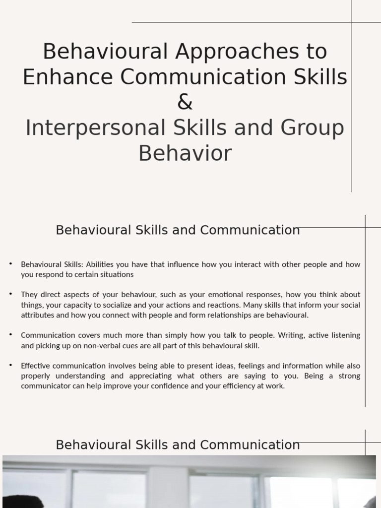 Behavioural Appraoches Communication Skills Interpersonal Skills Group Behaviour | PDF ...