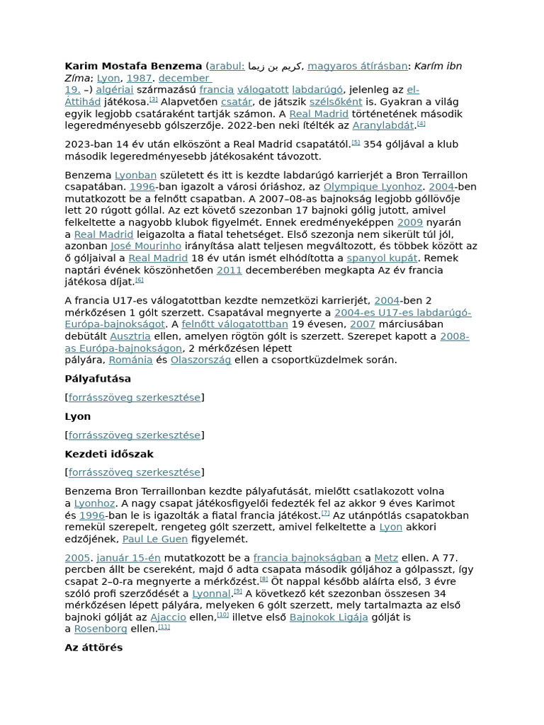 Karim Mostafa Benzema | PDF