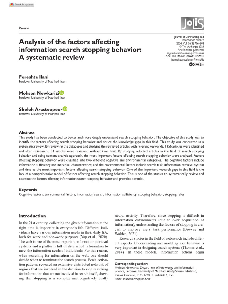 Information Search Stopping Behavior | PDF | Systematic Review ...