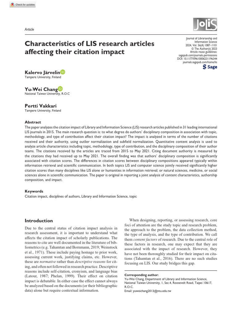 Characteristics of Lis Research | PDF | Citation | Inquiry