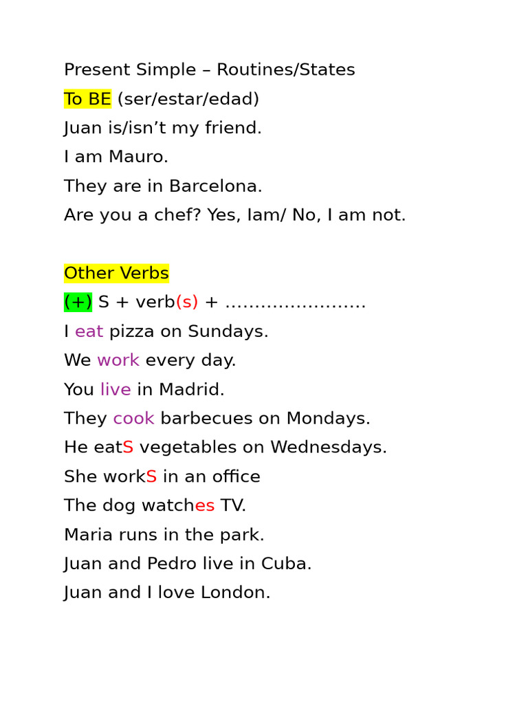 Present Simple Mauro 15.4 | PDF