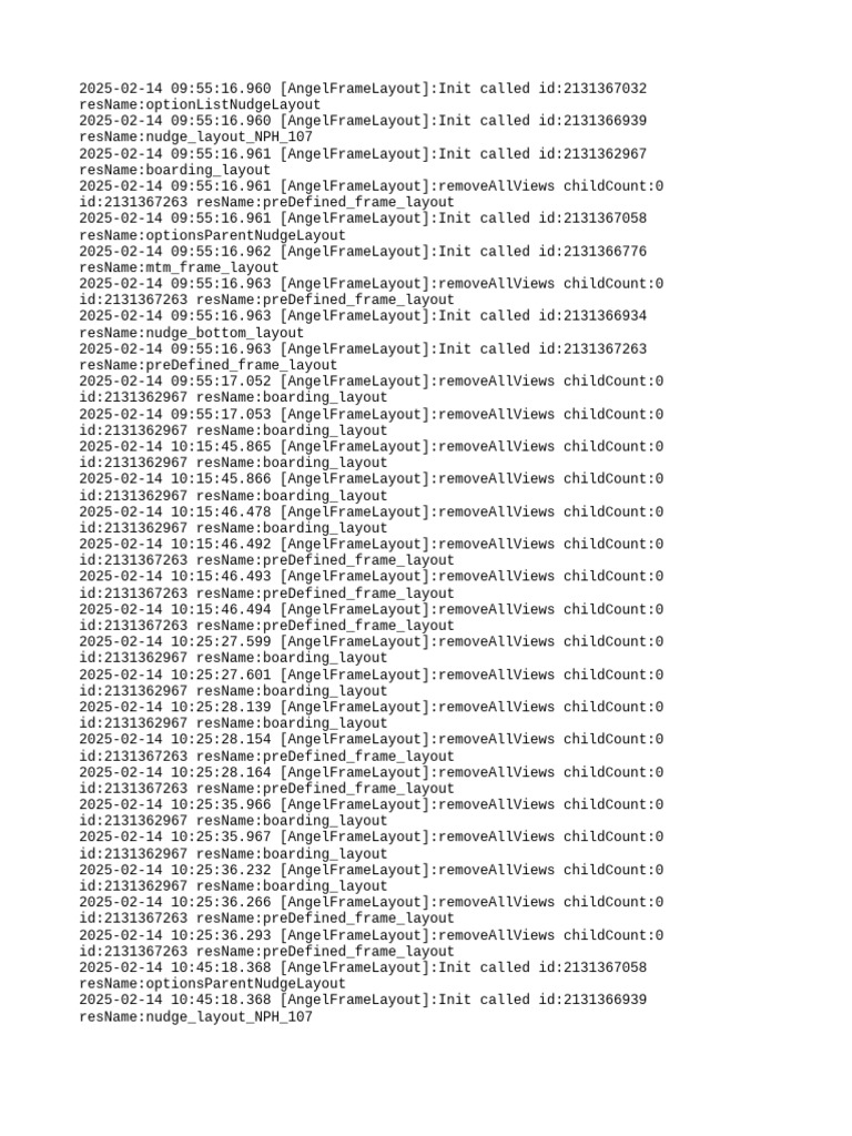 AngelFrameLayout Initialization Logs | PDF
