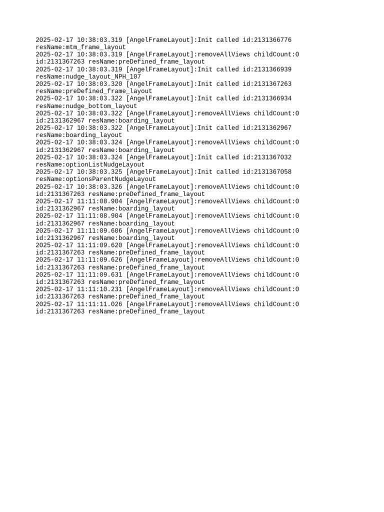 AngelFrameLayout Initialization Logs | PDF