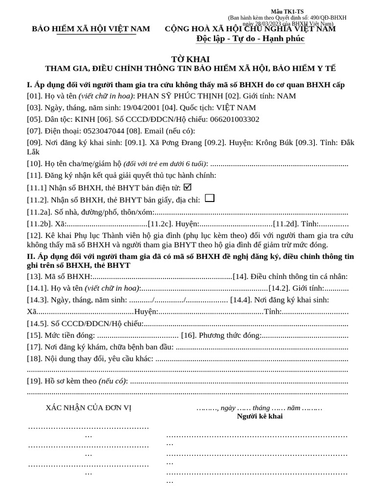 Thinh.t Khai TK1 | PDF