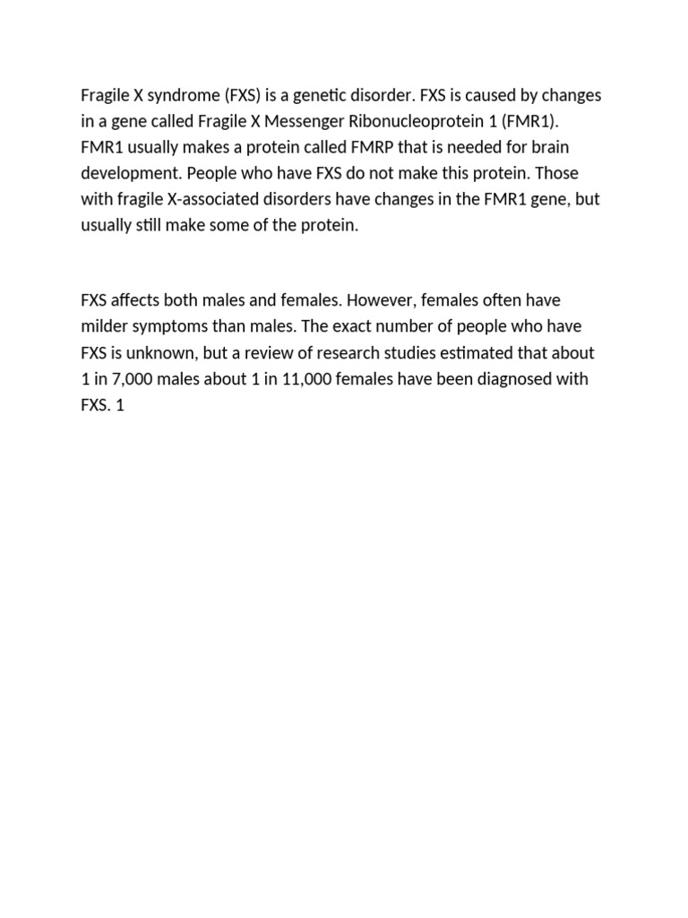 Understanding Fragile X Syndrome (FXS) | PDF