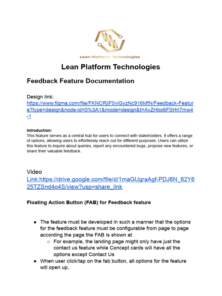 Feedback Feature Documentation | PDF | Software | Computing