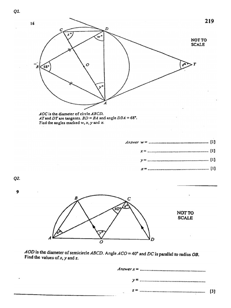 Circle Theorems Practice | PDF
