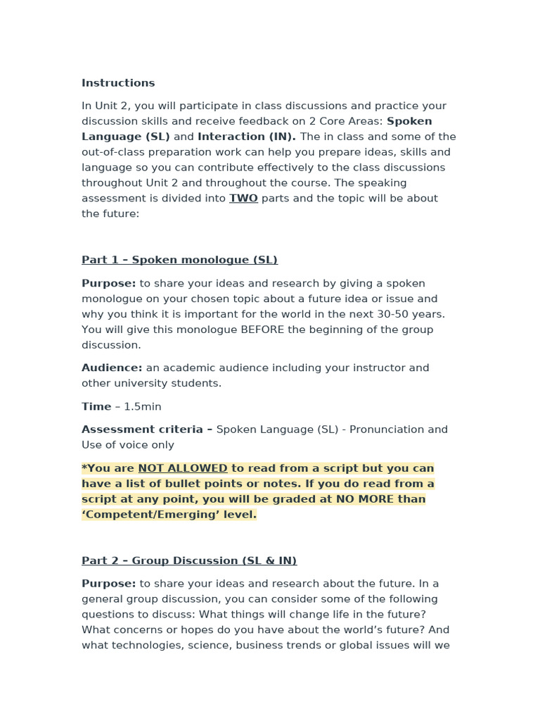 Speaking Assessment Task 1 | PDF | Cognition | Communication