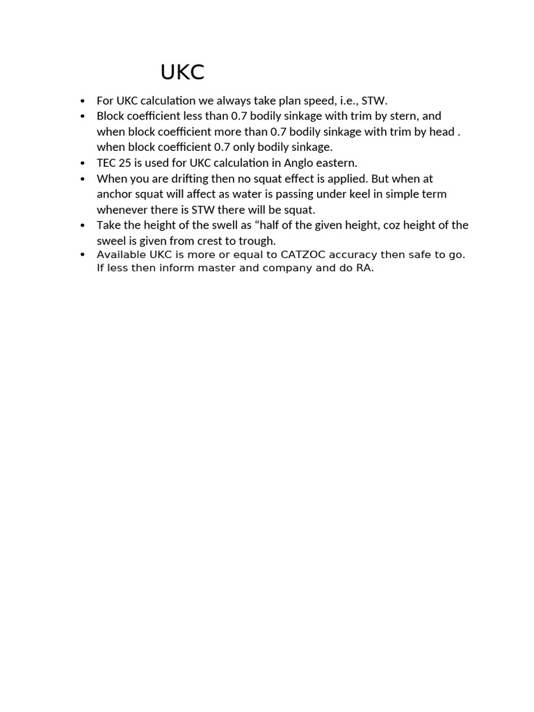 Available UKC Is More or Equal To CATZOC Accuracy Then Safe To Go. If ...