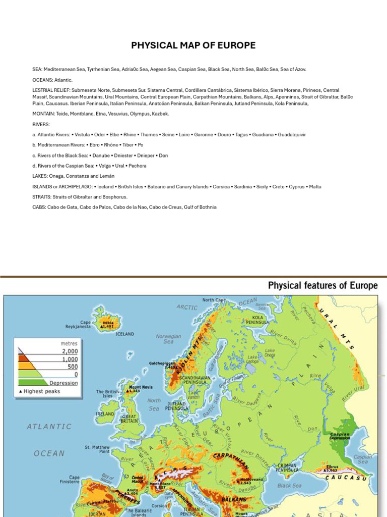 Physical Map of Europe Example | PDF