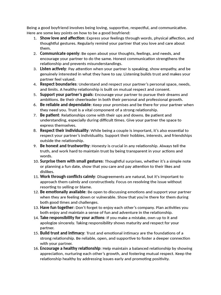 Being a good boyfriend | PDF | Intimate Relationships | Love