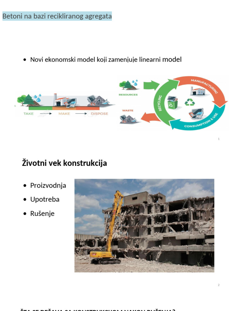 Betoni Na Bazi Recikliranog Agregata: Linearni Njuje e Zam Koji Model Ekonomski Novi | PDF