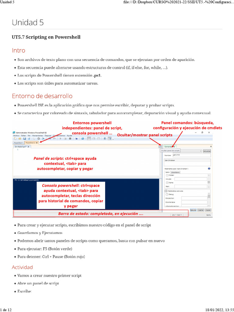 UT5.7. - Scripting en Powershell - Vcolor | PDF