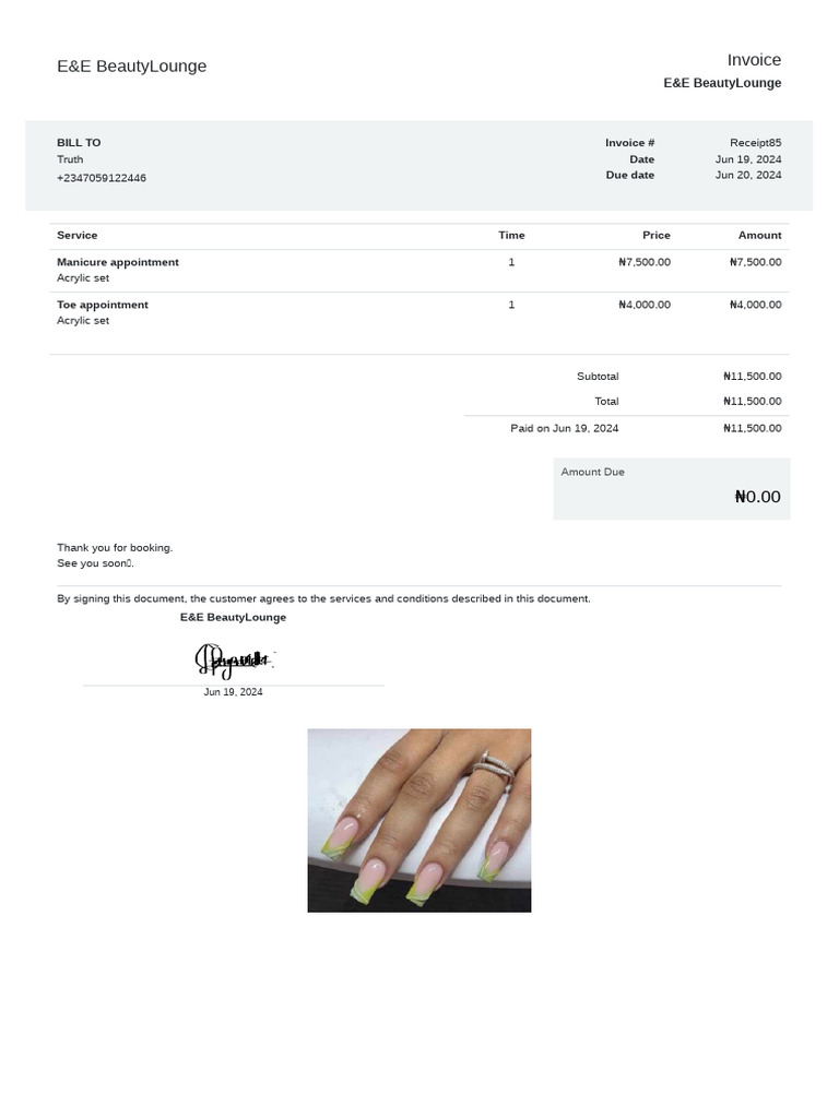 Invoice Receipt 85 Pdf