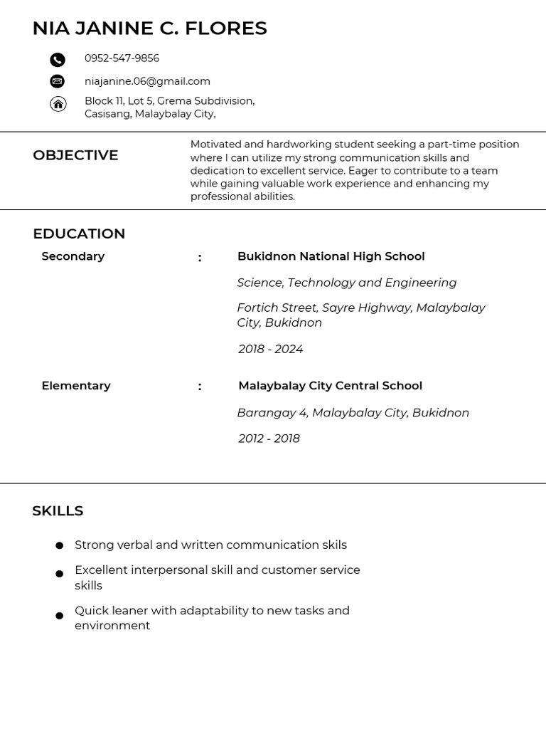 White Simple Experience Resume | PDF