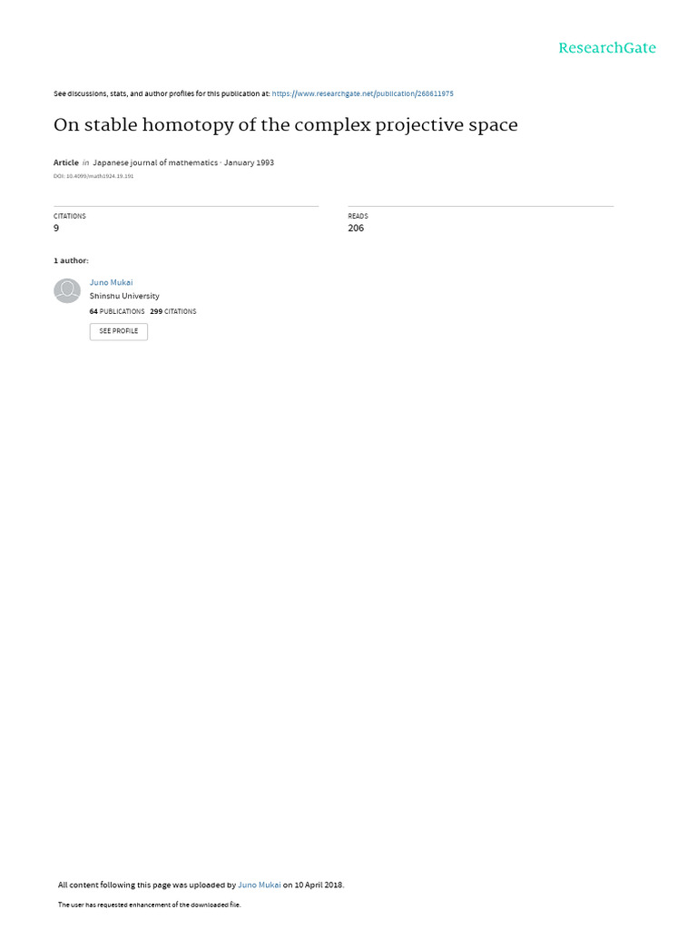 On Stable Homotopy of The Complex Projective Space | PDF | Mathematical ...