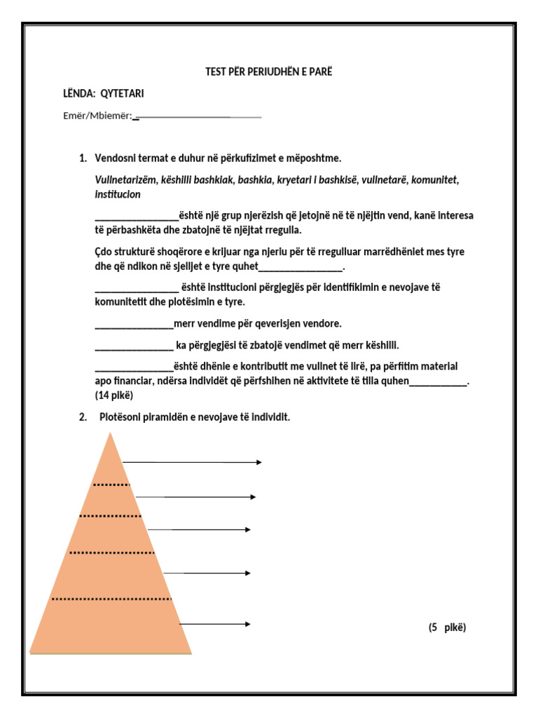 Qytetaria 6 - Testi 1 2024 | PDF