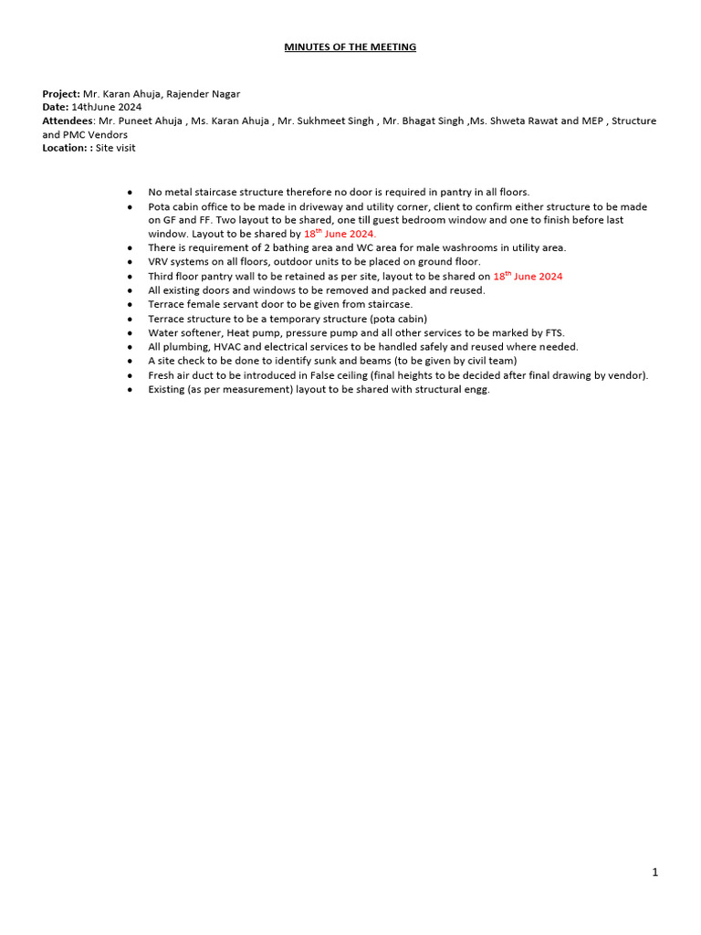 MR - Karan Ahuja - M.O.M - 17.06.2024 | PDF