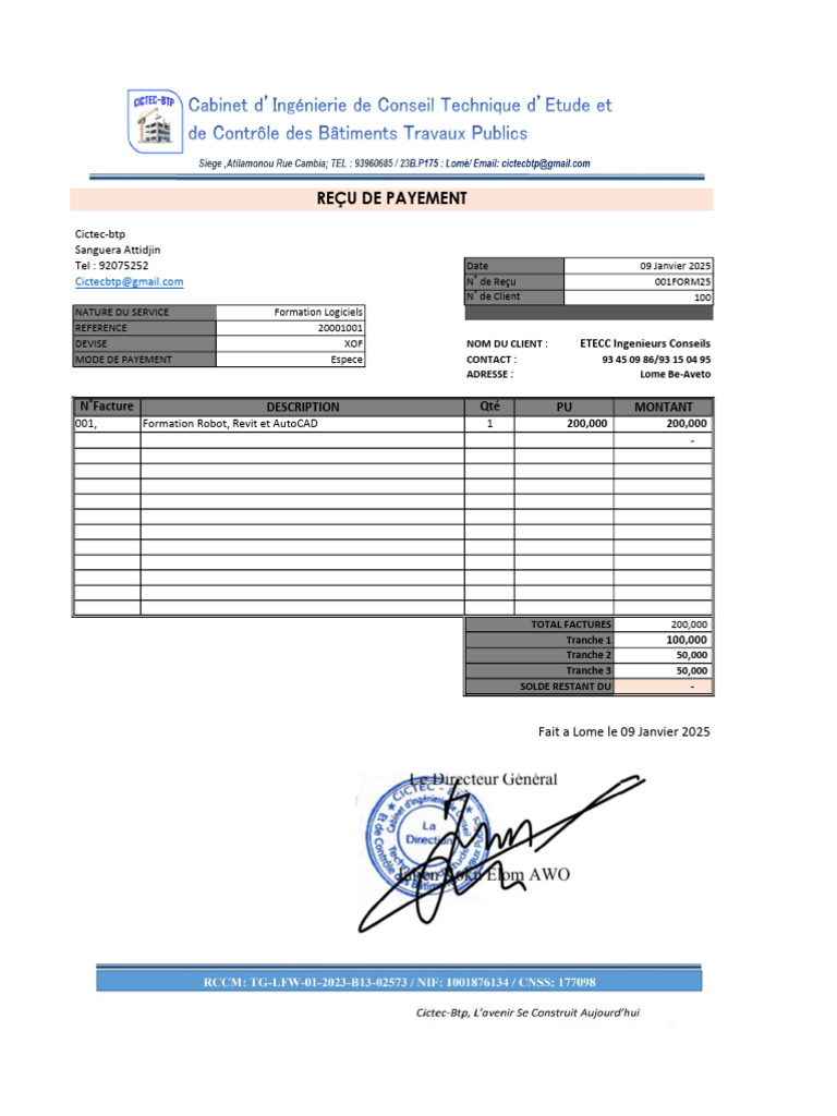 Facture de Formation ETECC | PDF