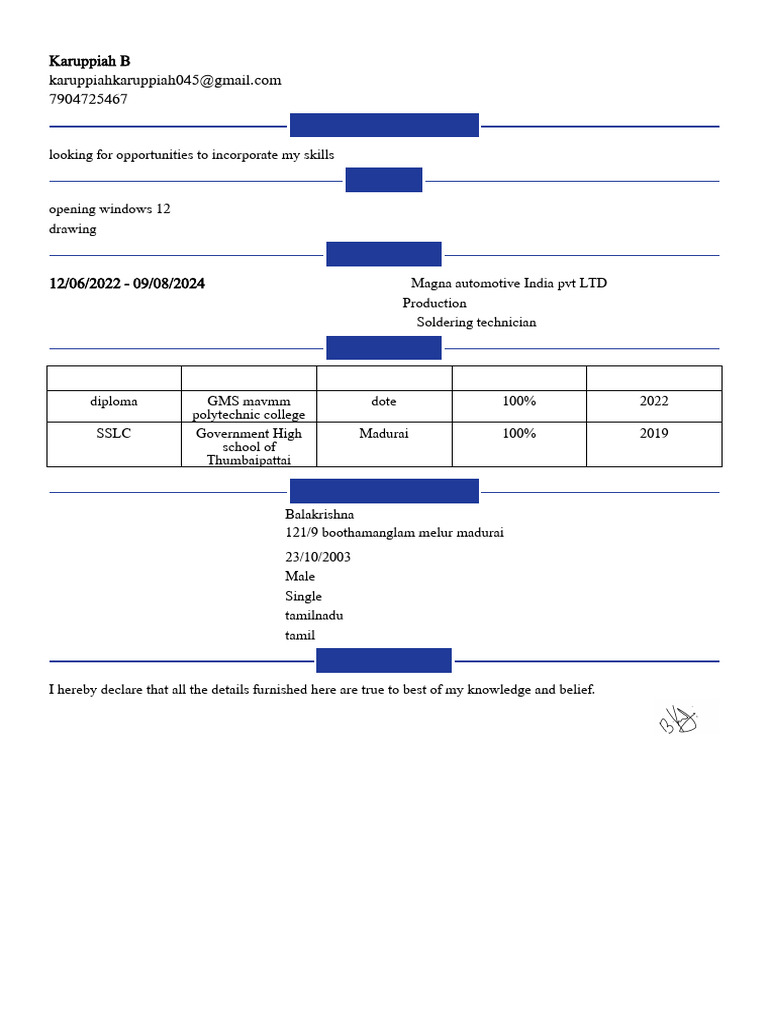 Karuppiah's Resume 3 | PDF