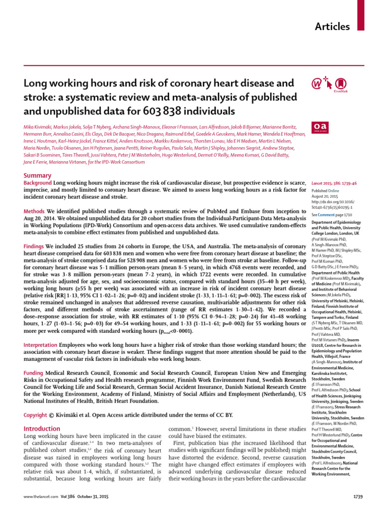 Research Paper 8 Hours Work and Stroke | PDF | Cardiovascular Diseases ...