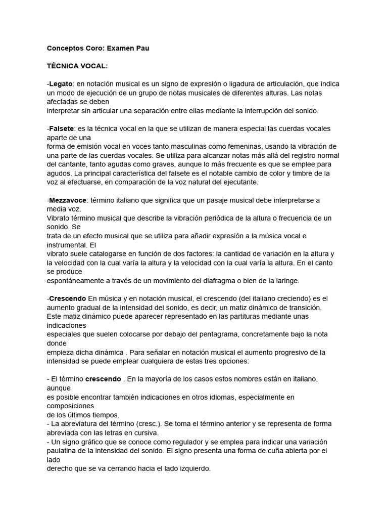 Conceptos Coro | PDF | Musicología | Composiciones Musicales