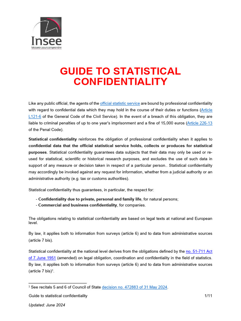 Statistical Confidentiality Guide | PDF | Data | Information