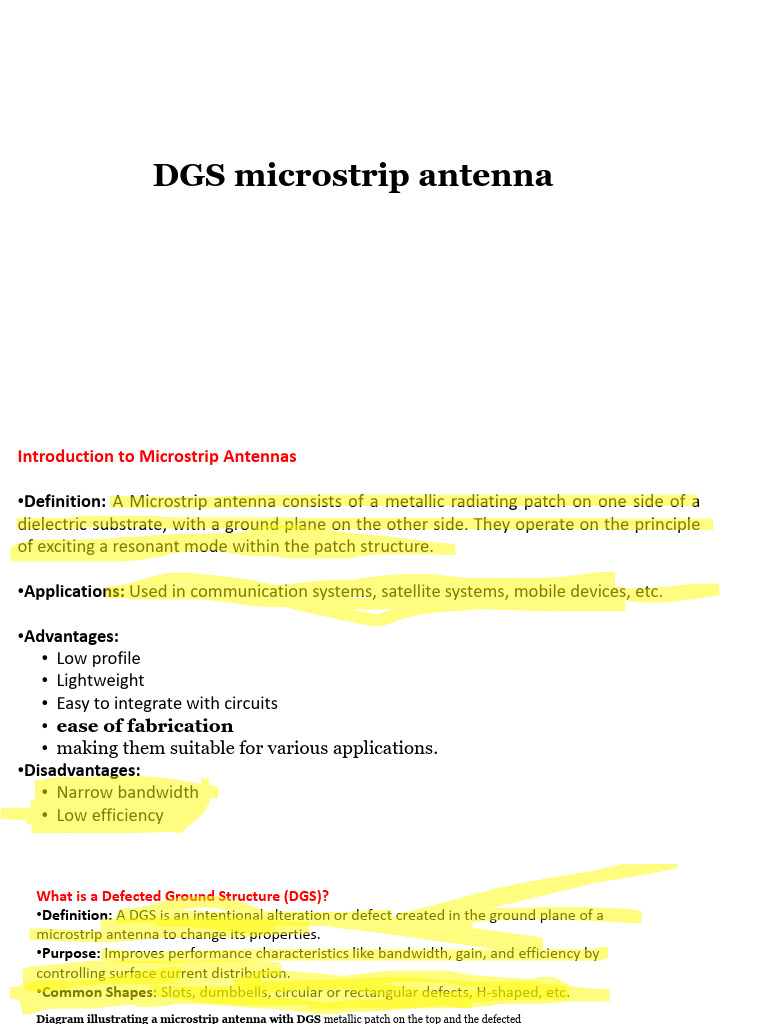 DGS microstrip antenna | PDF | Antenna (Radio) | Telecommunications Engineering