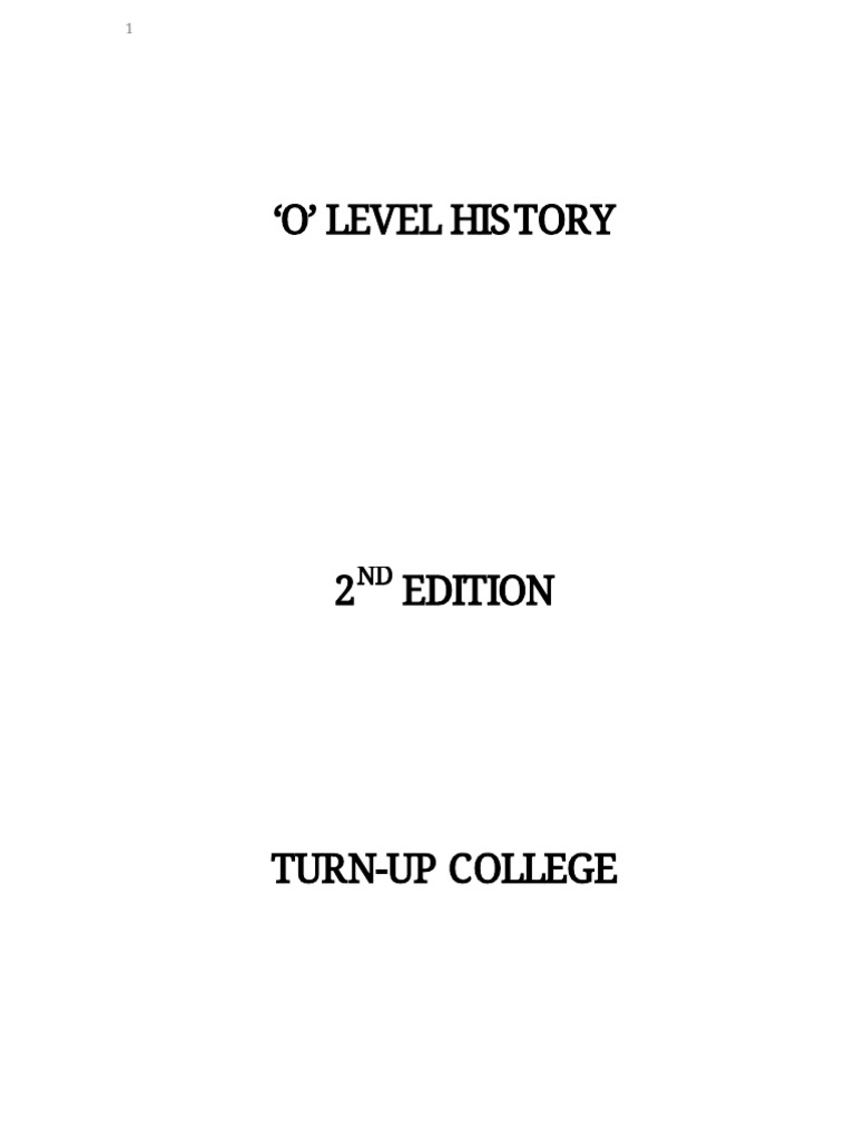 'O' Level History Corrected 13 June 2012 | PDF