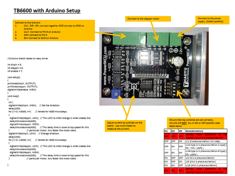 Arduino and TB6600 Setup | PDF | Arduino