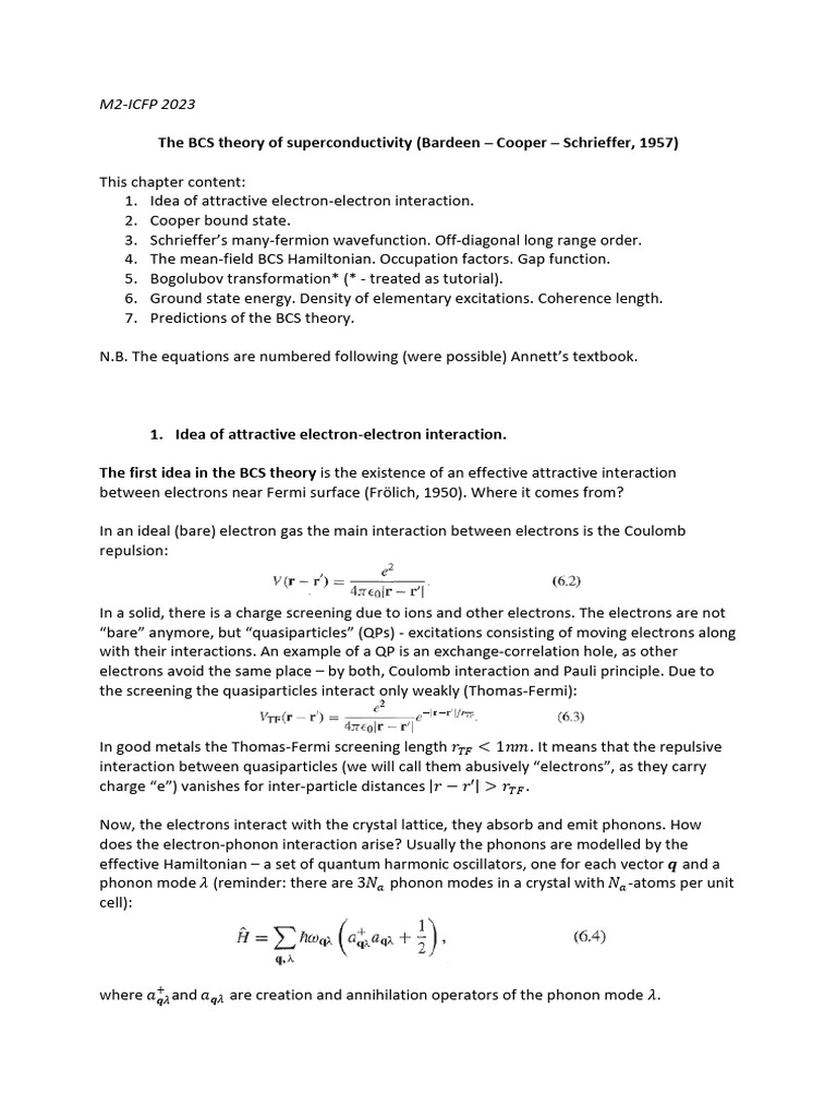 BCS Theory of Superconductivity Explained | PDF | Phonon | Electron