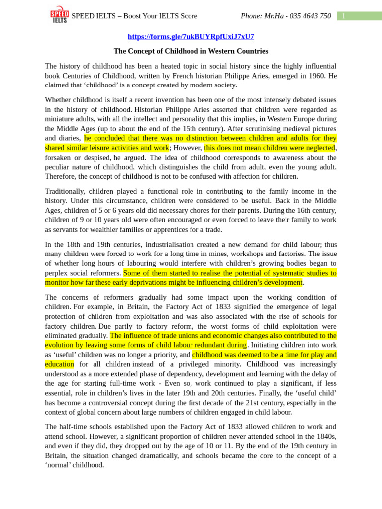 History of Childhood in Western Society | PDF | Child Labour | Liberal ...